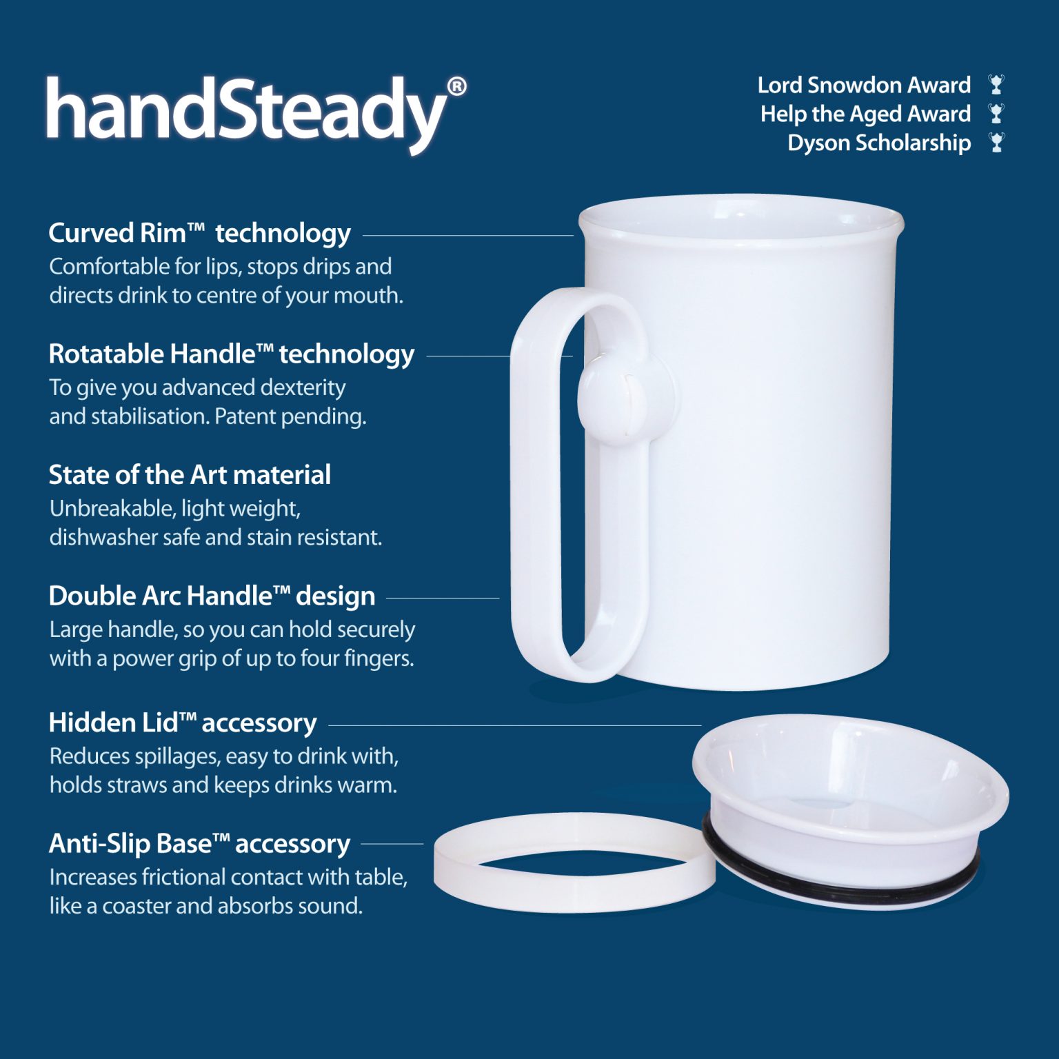 HandSteady Drinks Cup | Drinking Aid For Disabled | Tremor Cup