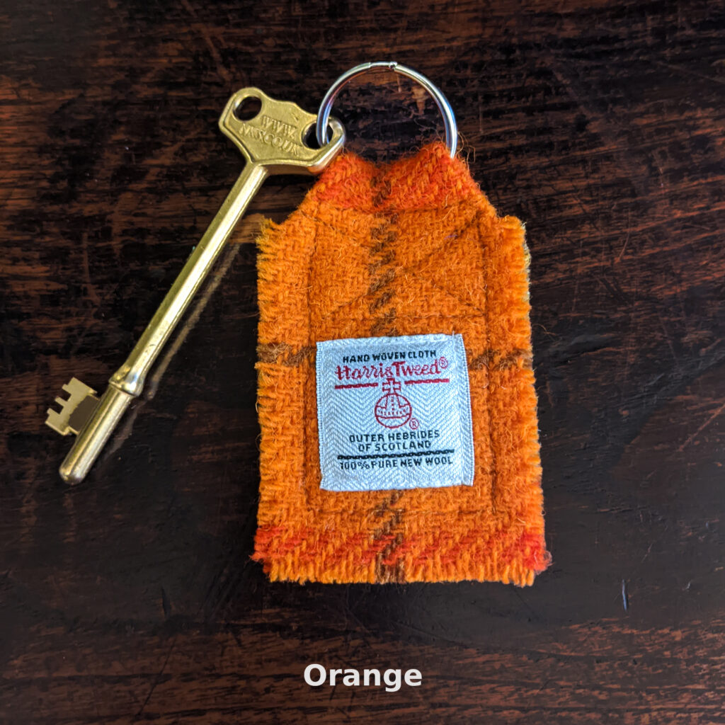 Brass RADAR Key With Harris Tweed Key Fob | Small Head