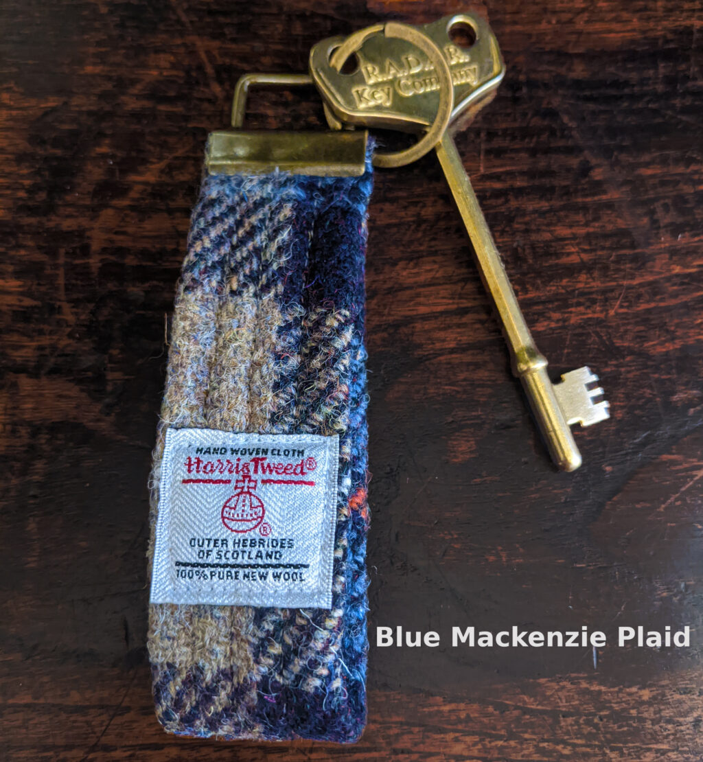 Brass RADAR Key With Harris Tweed Looped Key Fob | Large Head
