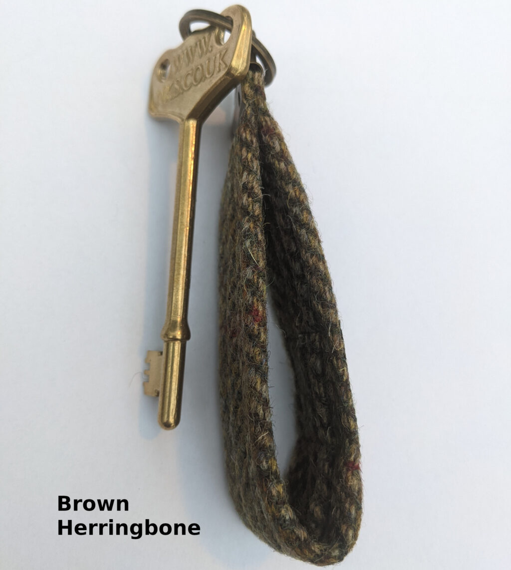 Brass RADAR Key With Harris Tweed Looped Key Fob | Large Head