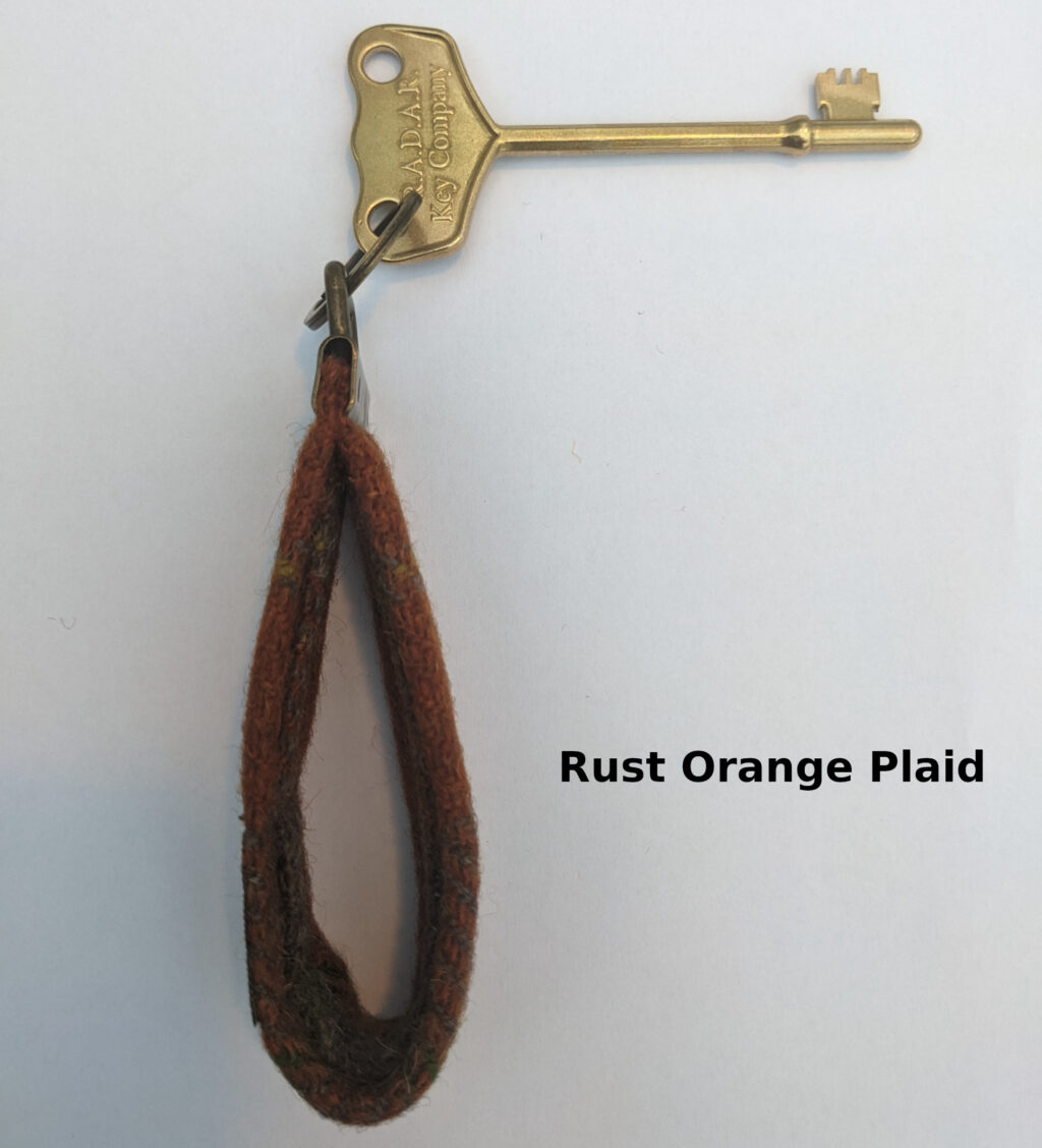 Brass RADAR Key With Harris Tweed Looped Key Fob | Large Head